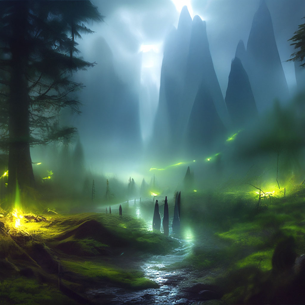 "Rain wilds fantasy atmospheric" — image created in Shedevrum