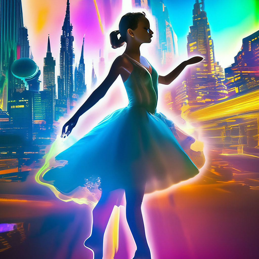 "Double exposure. The first layer is a sticker of a dancing girl in a ...