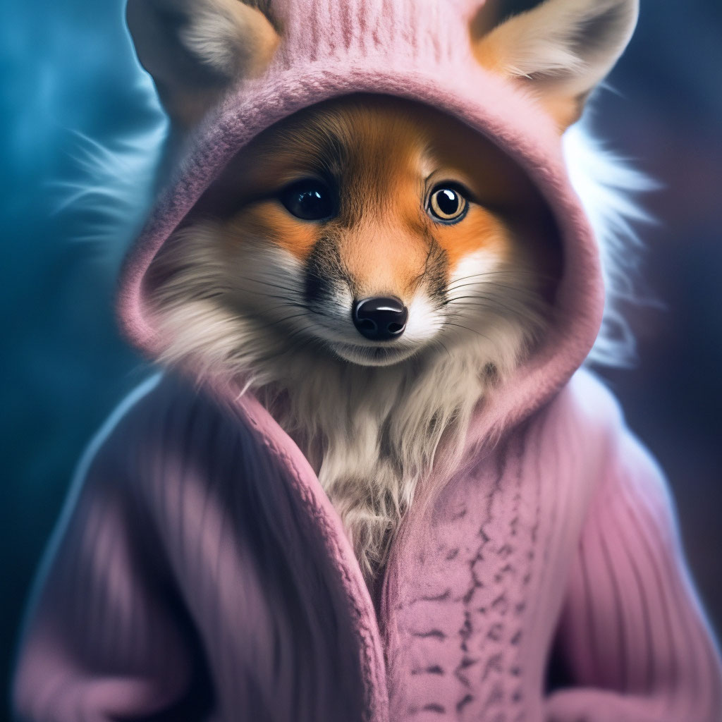 "Cute little fox in a sweater" — image created in Shedevrum