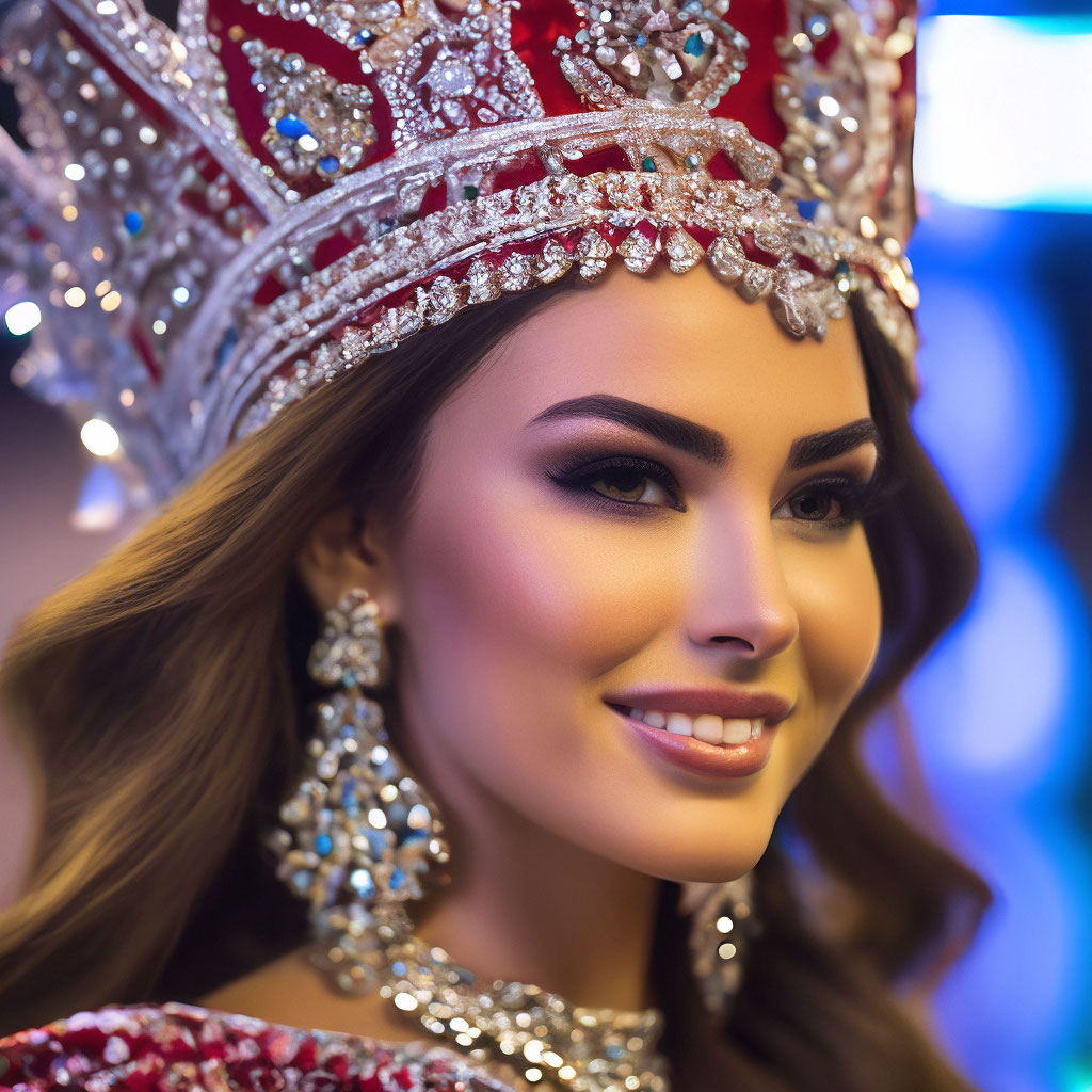 "Close-up of Turkish fantasy beauty pageant winner, 32k, 8d, ISO800 ...
