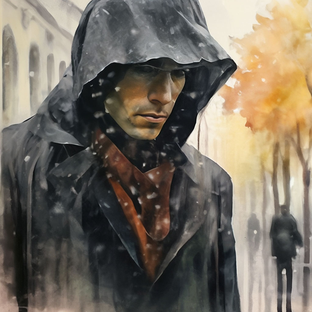 "Multicomposition.An overlay.watercolor,ink, Man's face/Frenchman,Joe ...