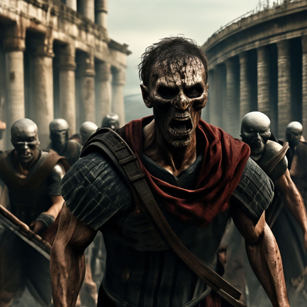 "Zombie Apocalypse in Ancient Rome" — image created in Shedevrum