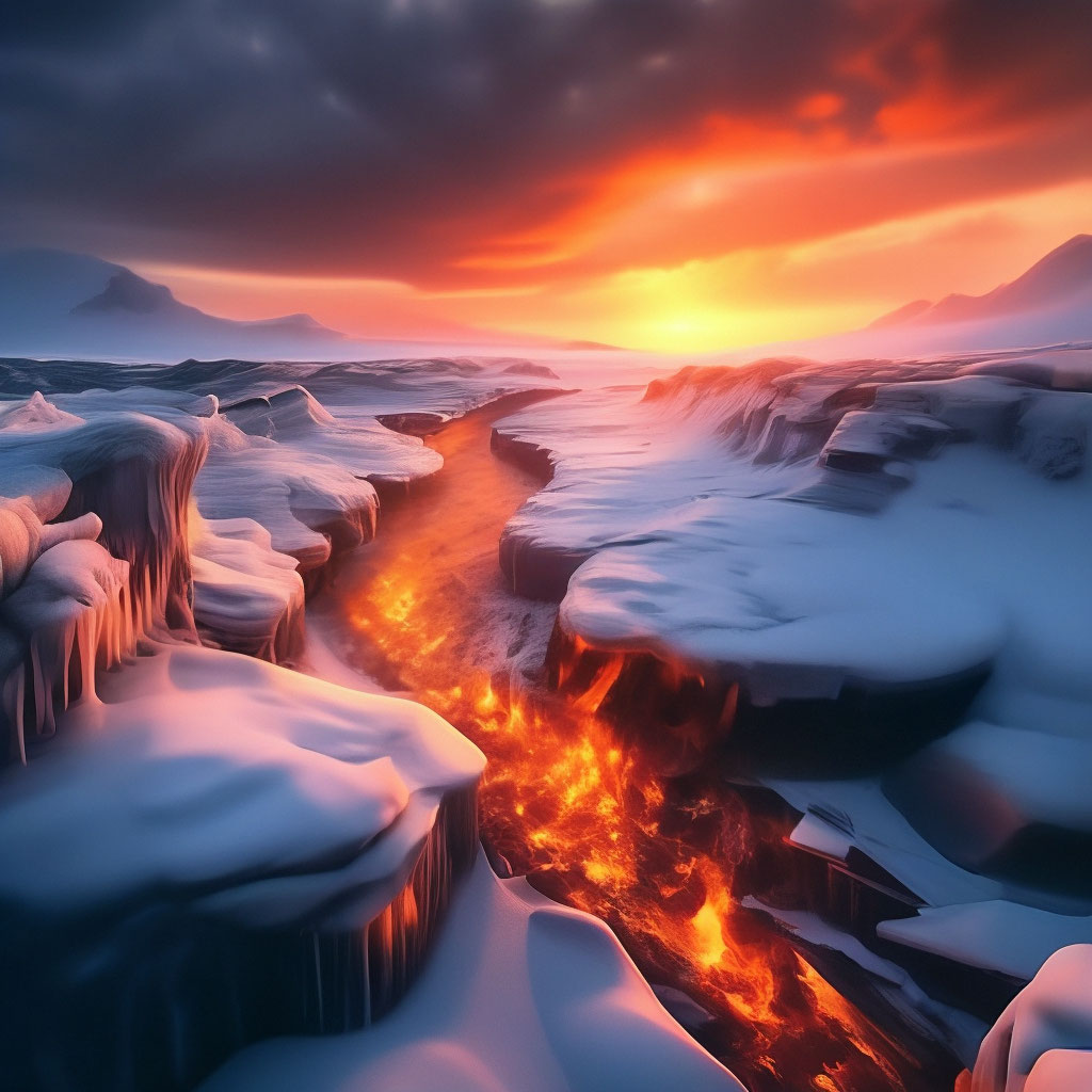"The fiery river flows through the ice hummocks, beautifully horror ...