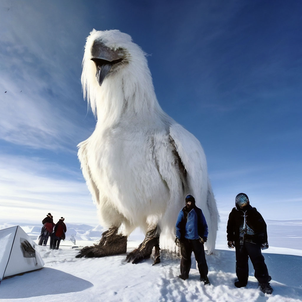 "This photo was taken in 2027. The photo shows a giant white human-like ...