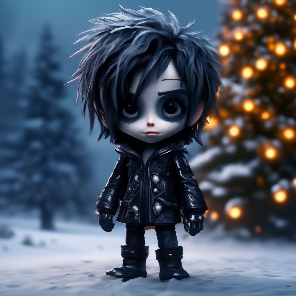 "Gothic glitter Cartoon Character Standing in the Snow Near the ...