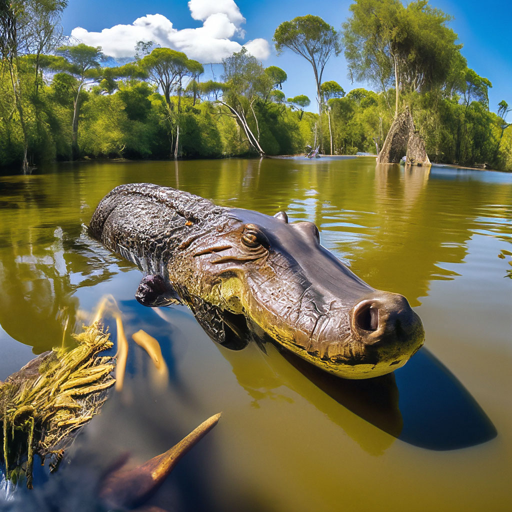 "Alligator and capybara" — image created in Shedevrum