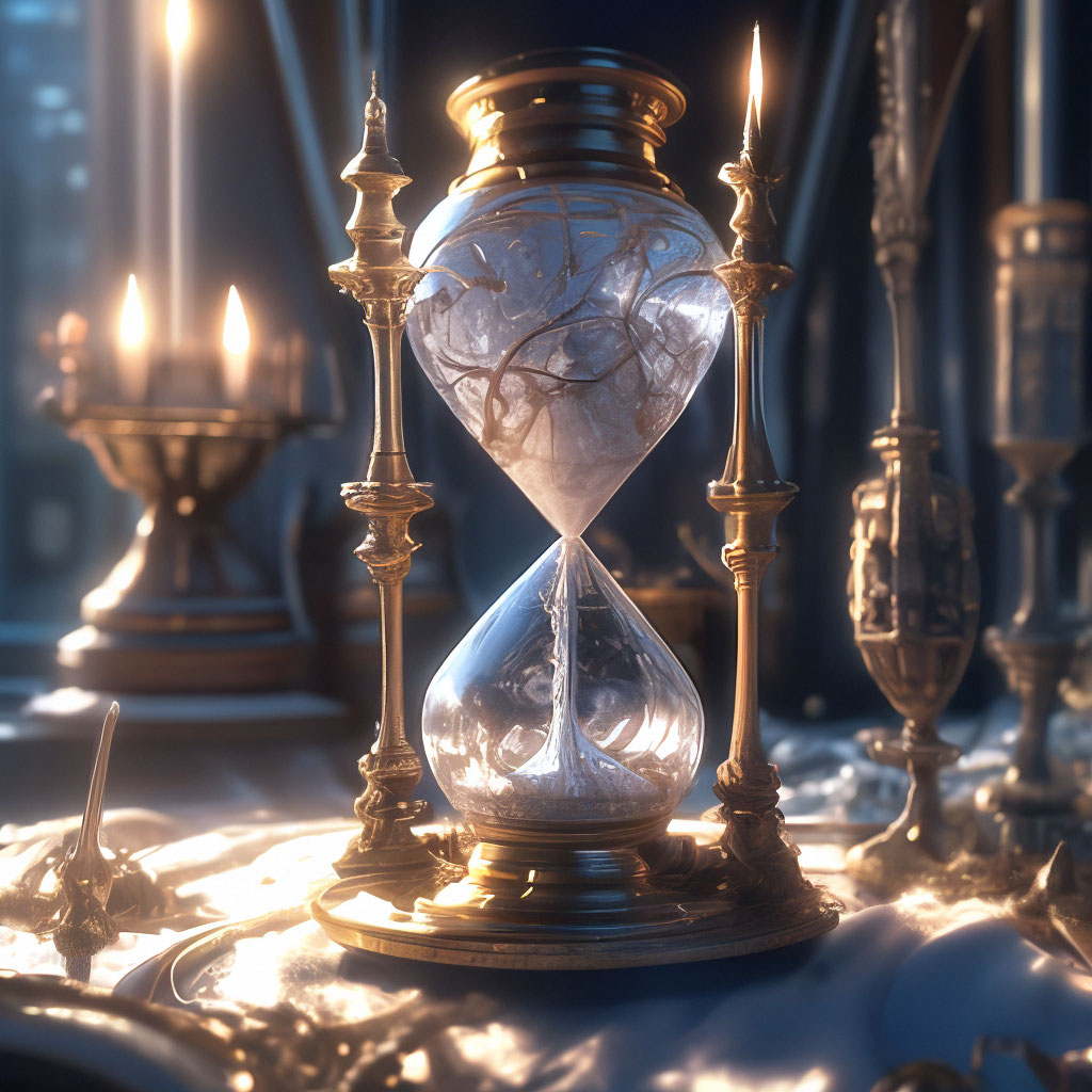 "Hourglass of eternity, horror, fantasy, soft light, professional photo ...
