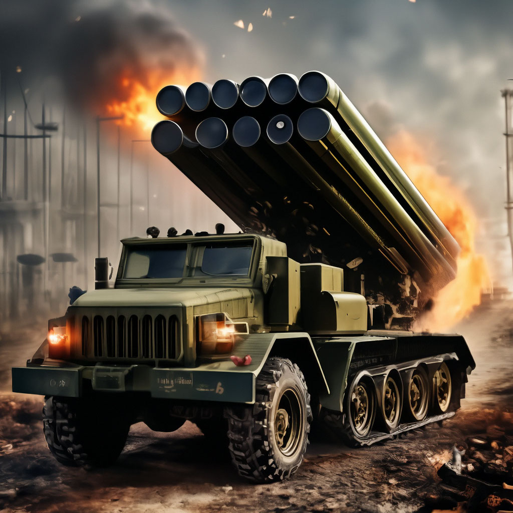"MLRS "Grad" in the SVO zone." — image created in Shedevrum