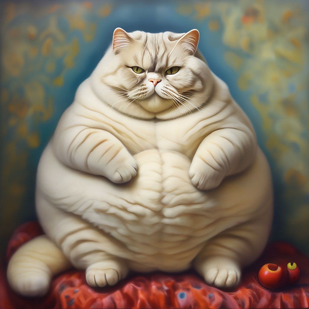 "A very fat cat" — image created in Shedevrum