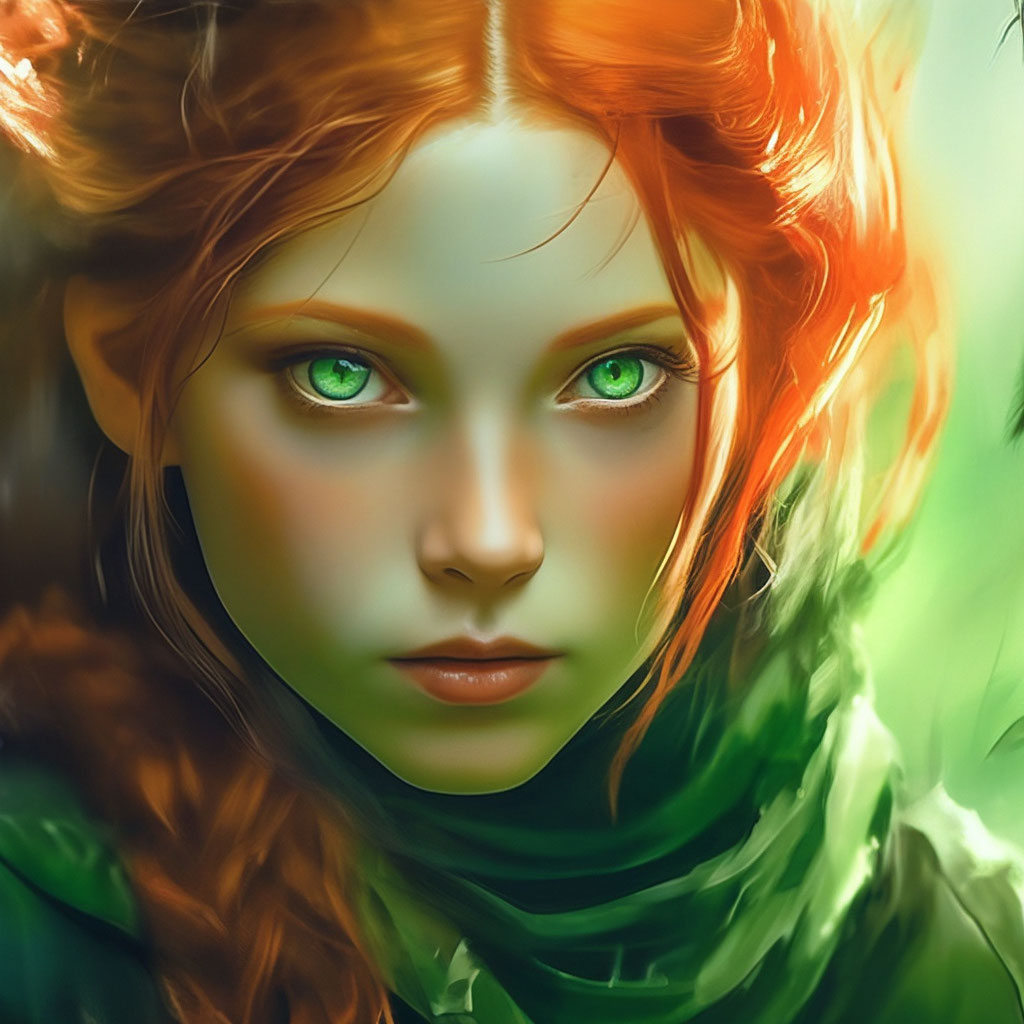 "Reincarnation, girls in elf, green eyes, fiery hair,hunter" — image ...