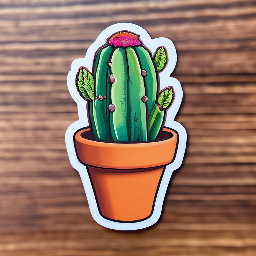 "Small cactus in a pot, sticker style" — image created in Shedevrum