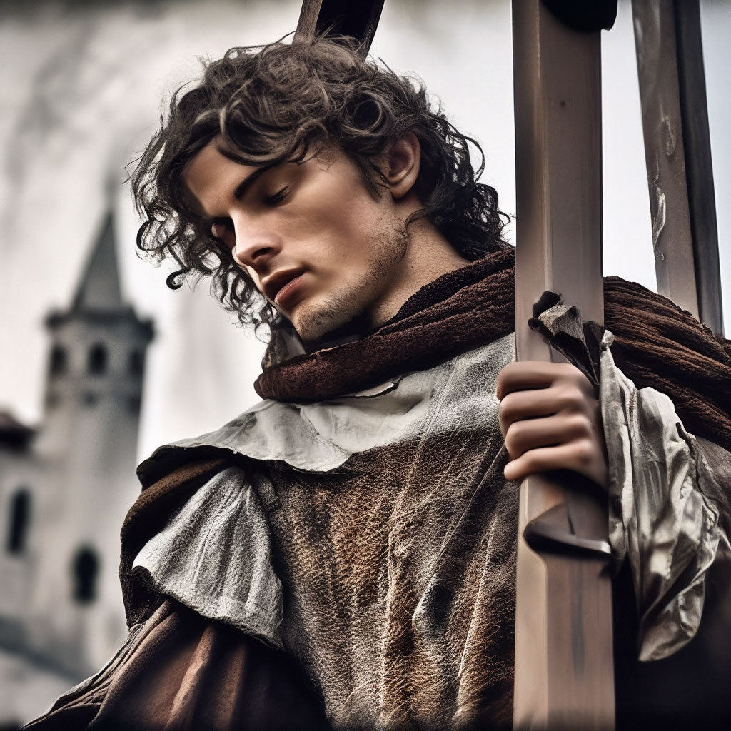 "Graphics. medieval young, beautiful bard, singer of death. the actor's ...