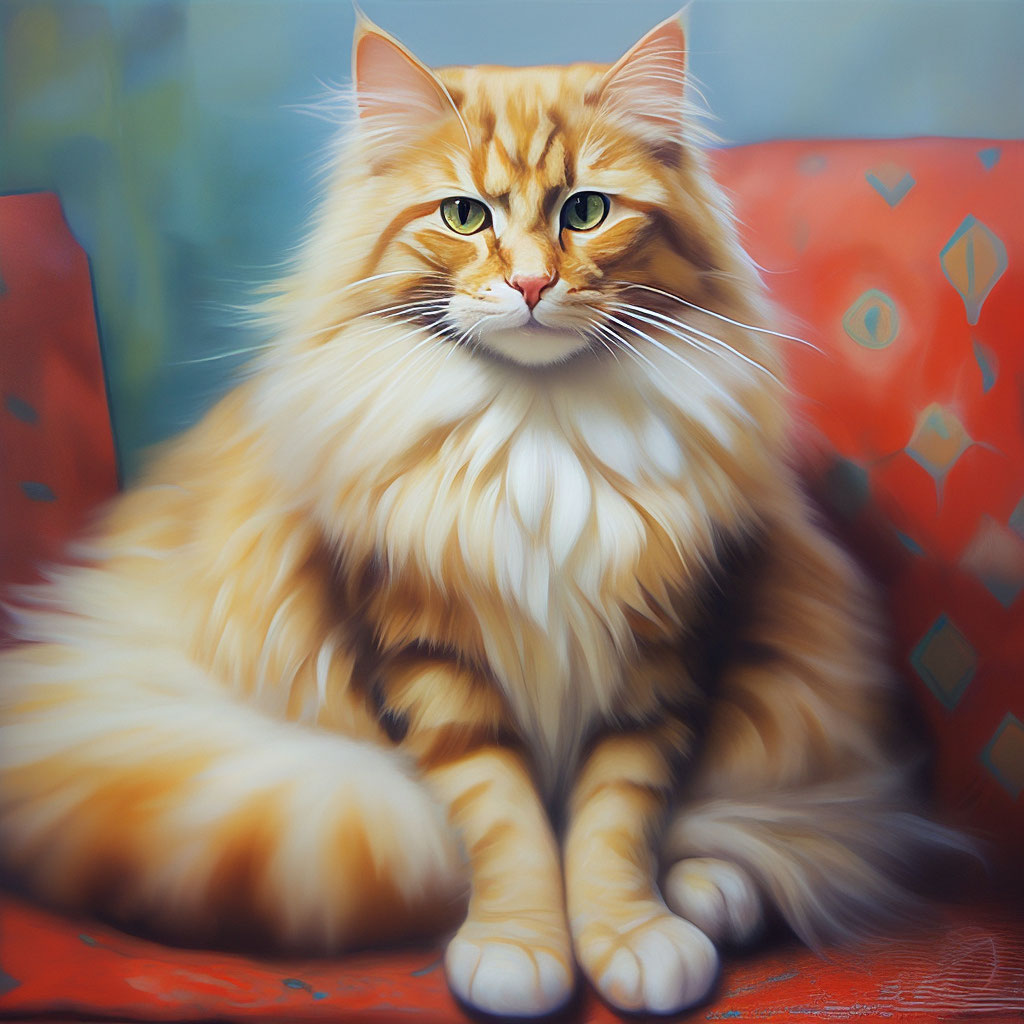 "Mood: a domestic cat of medium fluffiness" — image created in Shedevrum