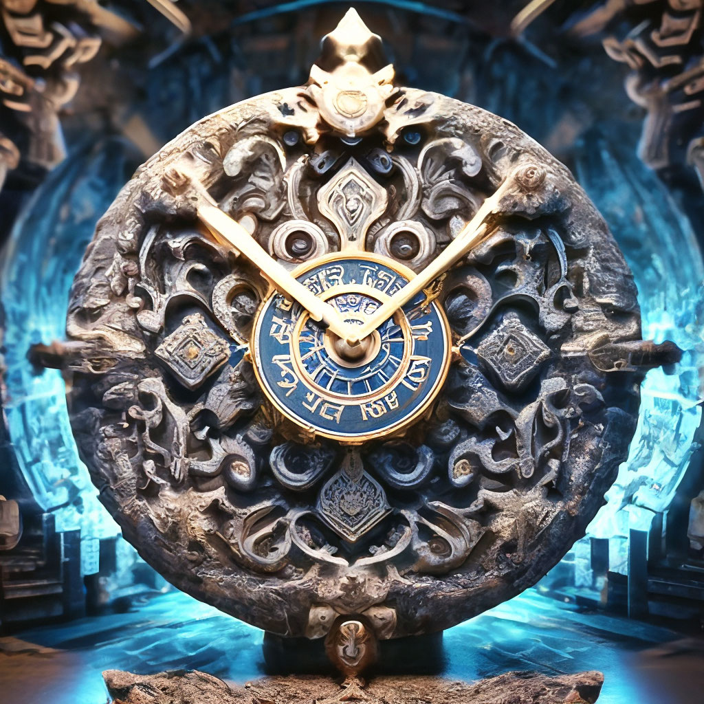 "Surreal stone clock, filigree, mysticism, professional photo ...