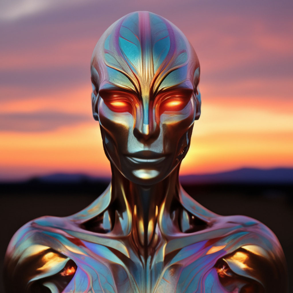 "Beautiful, mimic alien creature, colorful." — image created in Shedevrum