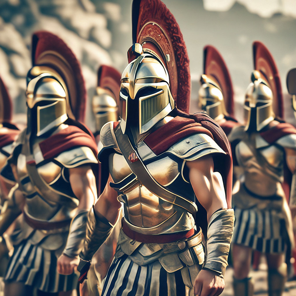 "Spartan warriors march in formation, professional photo, aesthetically ...