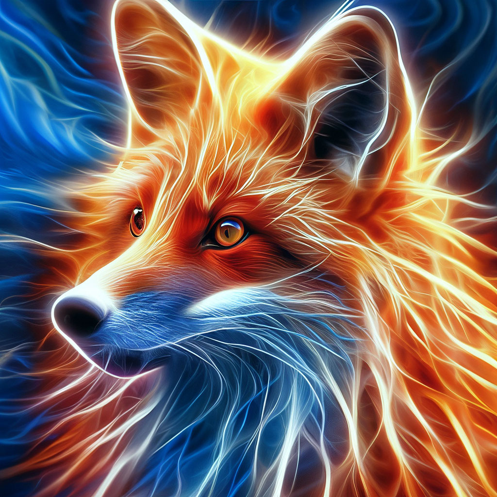 "Fox detailed fractal effect" — image created in Shedevrum