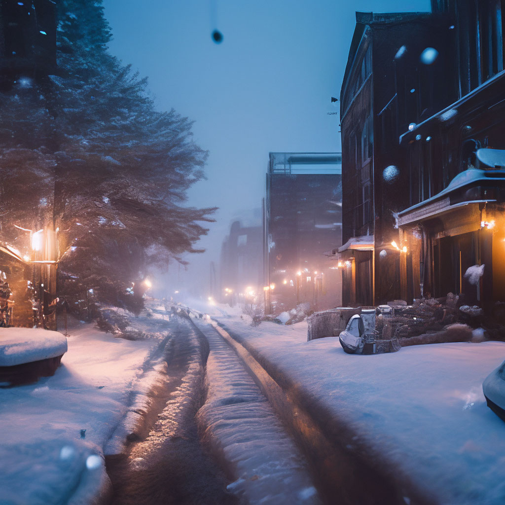 "It's snowing, blizzard, aesthetically pleasing, beautiful, realistic ...