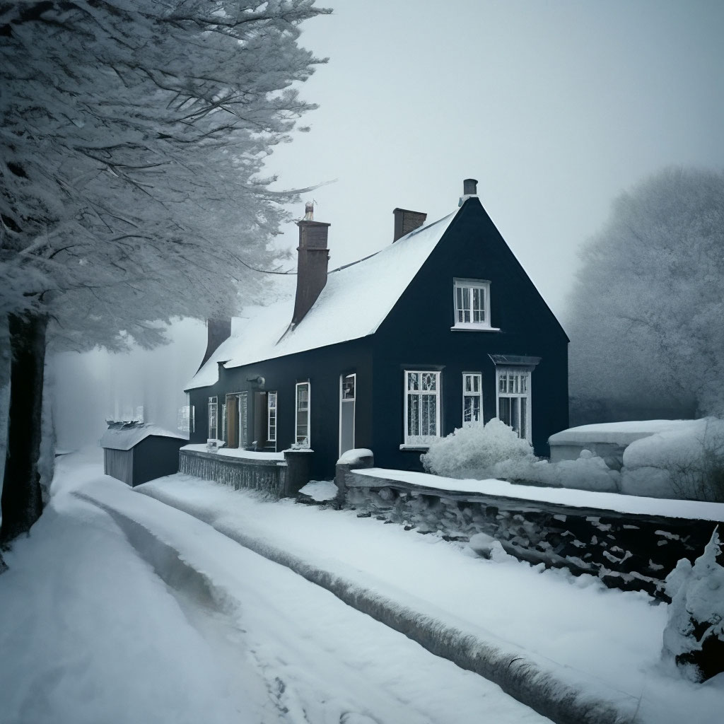 "Winter- cold, lonely houses…" — image created in Shedevrum