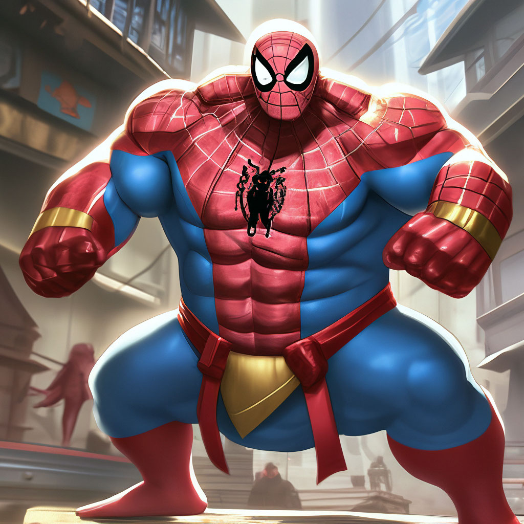 "Spider-man sumo wrestler" — image created in Shedevrum