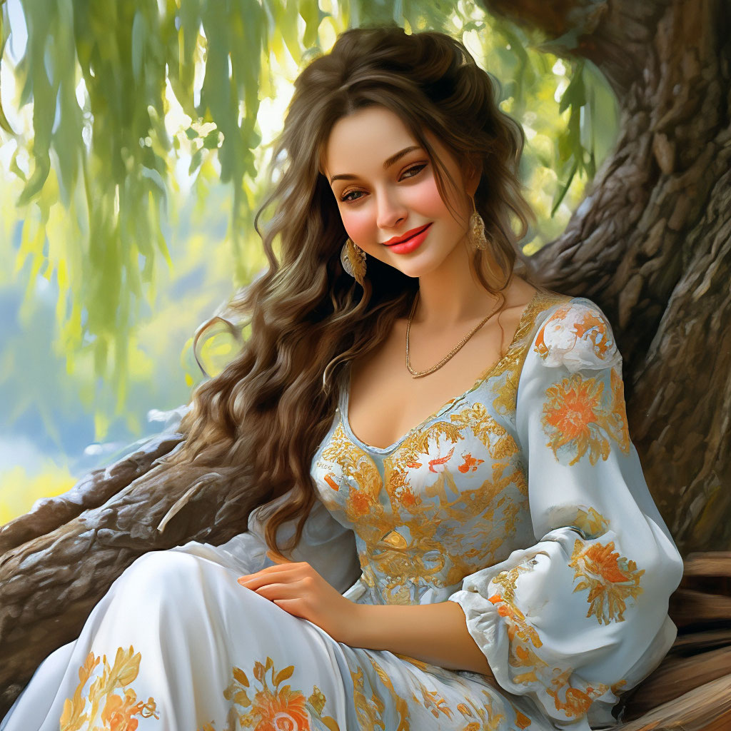 "Beautiful girl, Russian sundress, gentle, beautiful, sweet smile ...