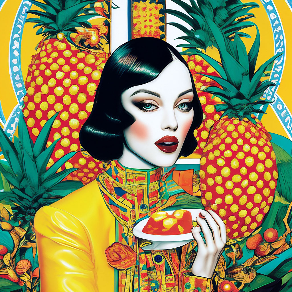"Simonettavespucci eats pineapple, autumn harper's bazaar, 2d, pop art ...