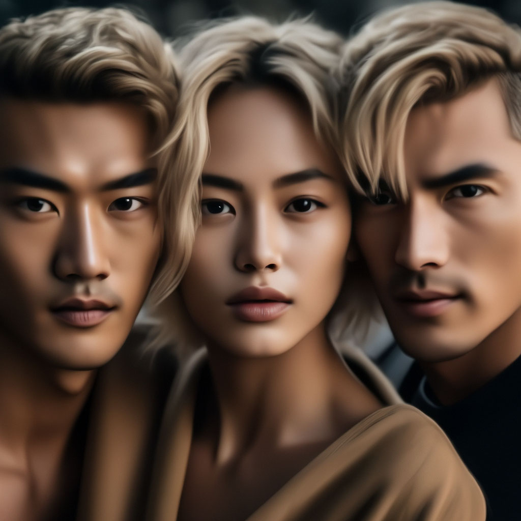 "Beautiful two Korean men and one North European woman face type ...