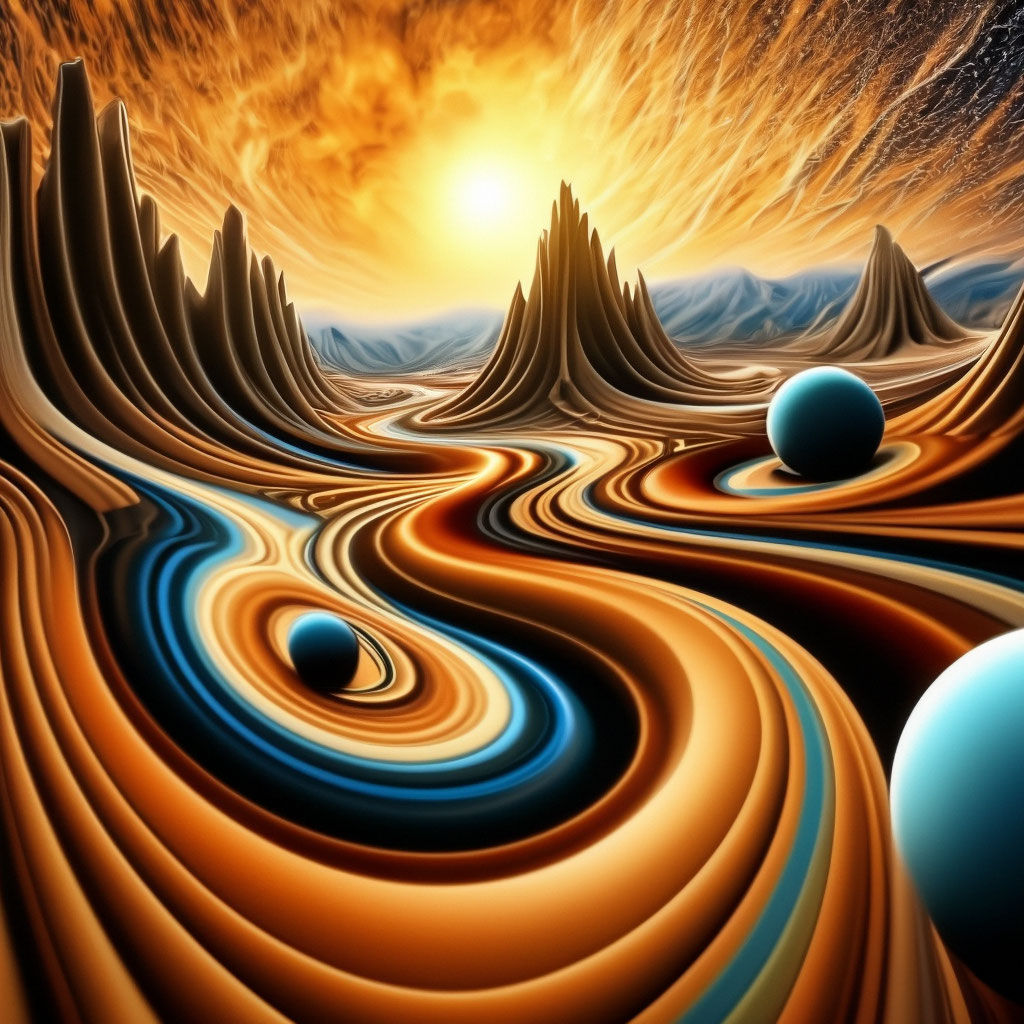 "Picasso-style surrealism, Riemannian geometry embedded in hyperspace ...