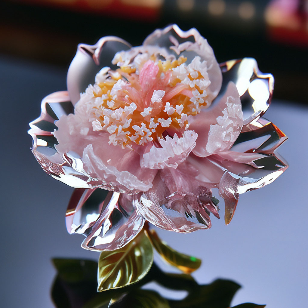 "Peony made of the finest carved crystal, filigree processing, high ...