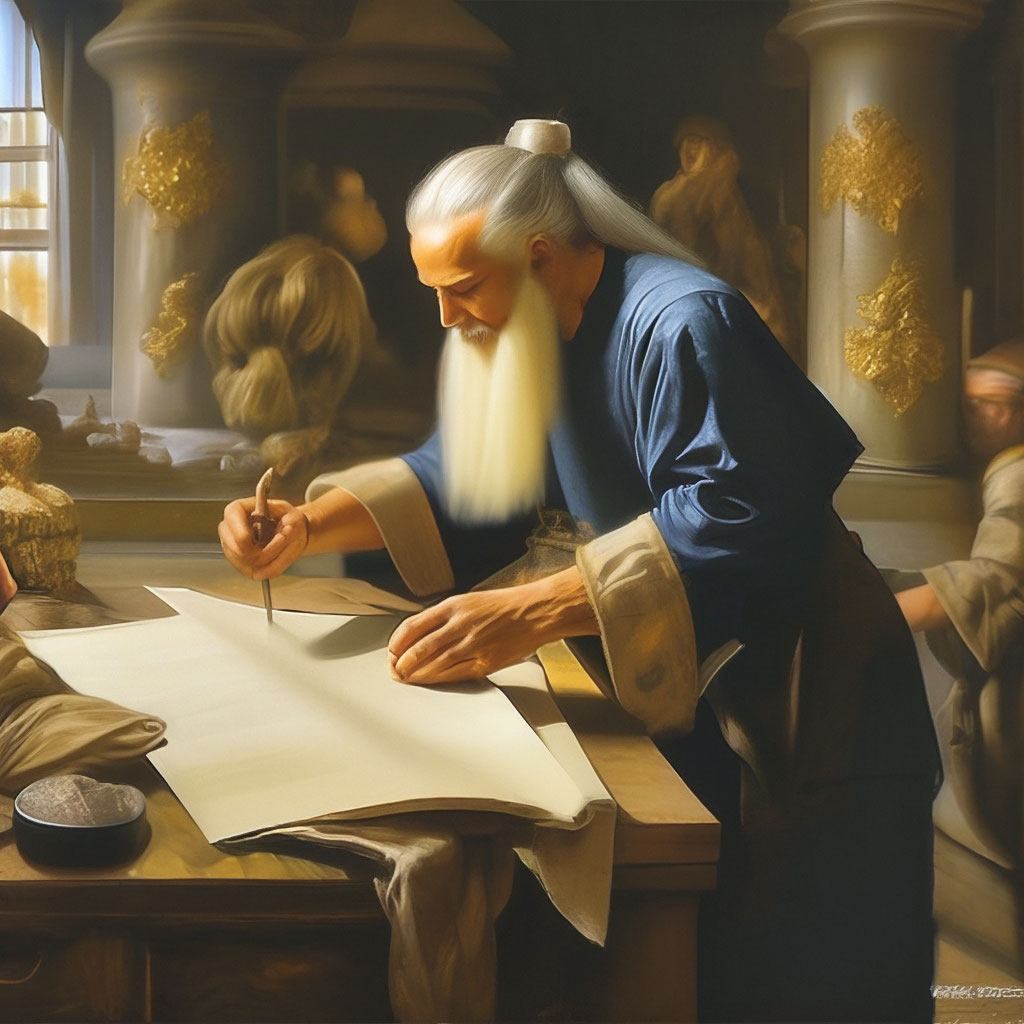 "The work of the master is afraid." — image created in Shedevrum