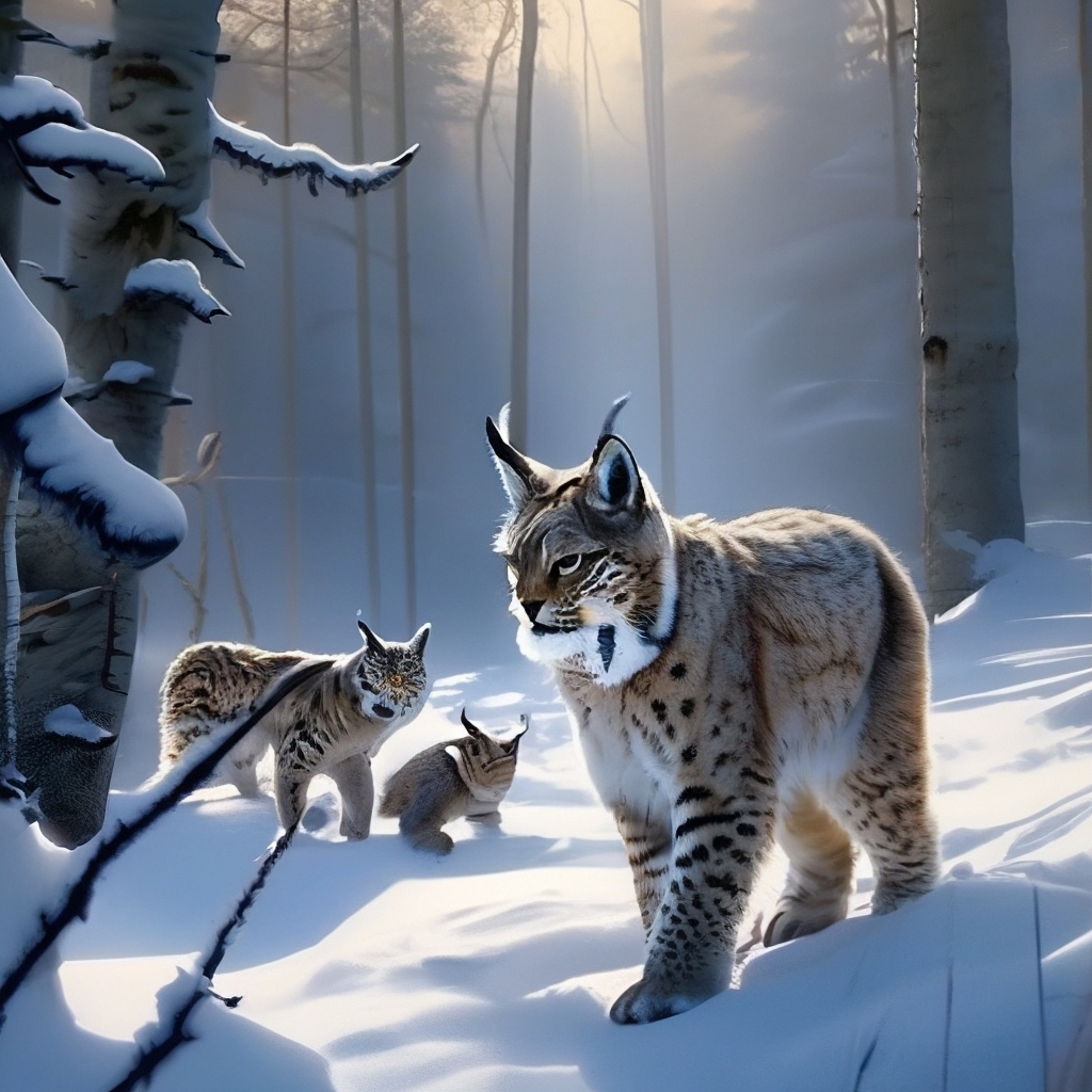 "👀 lynx caught goat prey,professional photo, realistic, pixel graphics ...