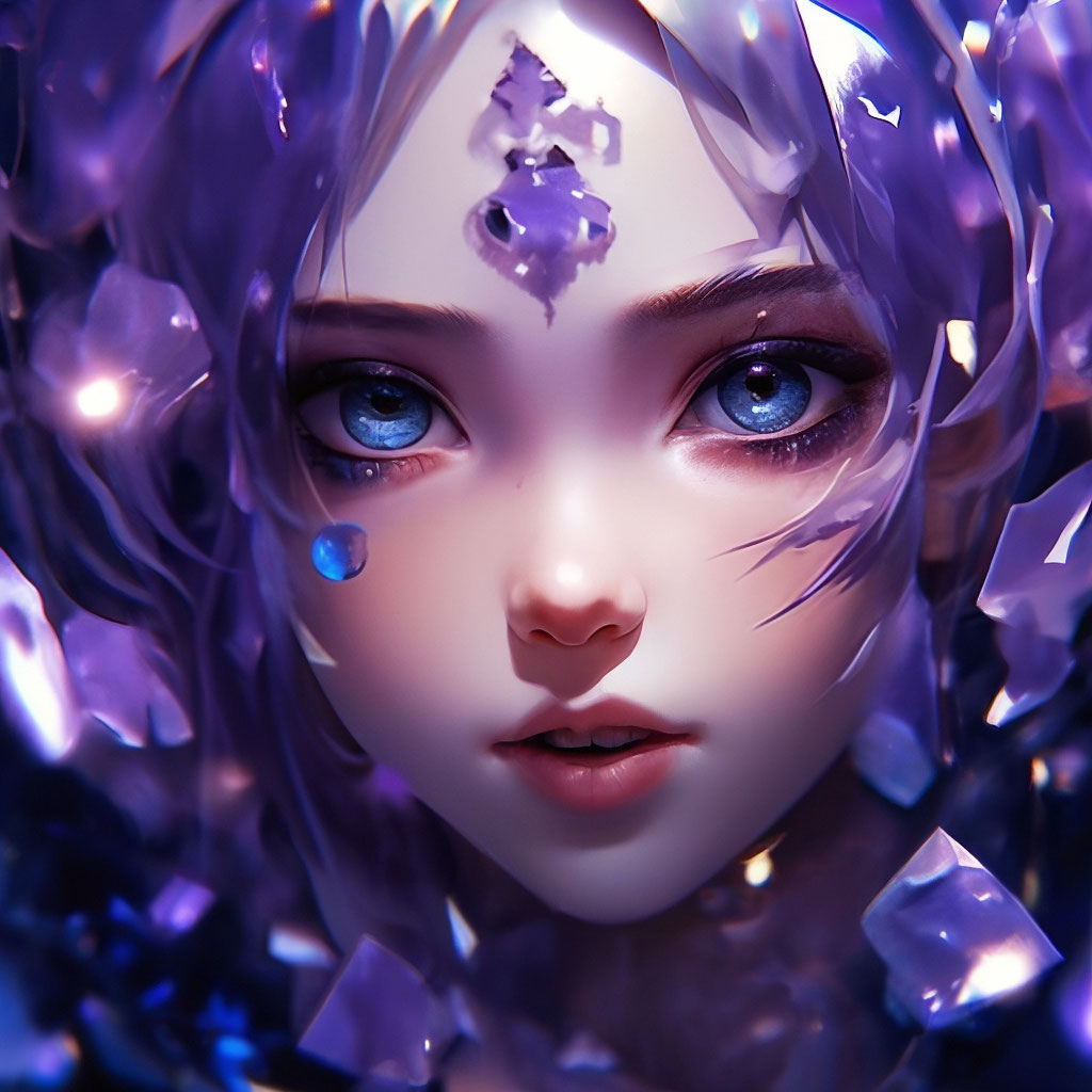 "Illustration, hybrid, cute face of a beautiful girl completely ...