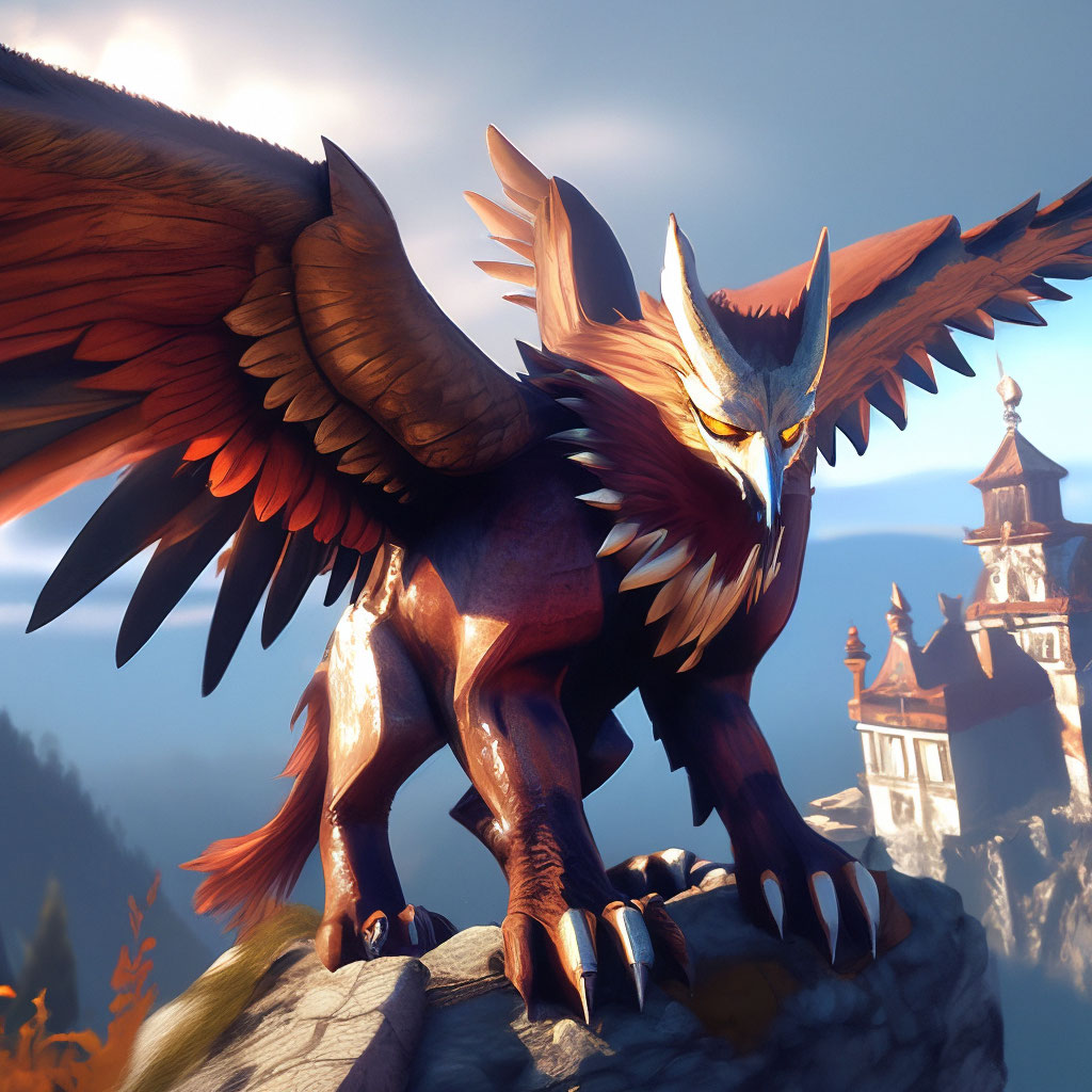 "Griffin from the Witcher 3" — image created in Shedevrum