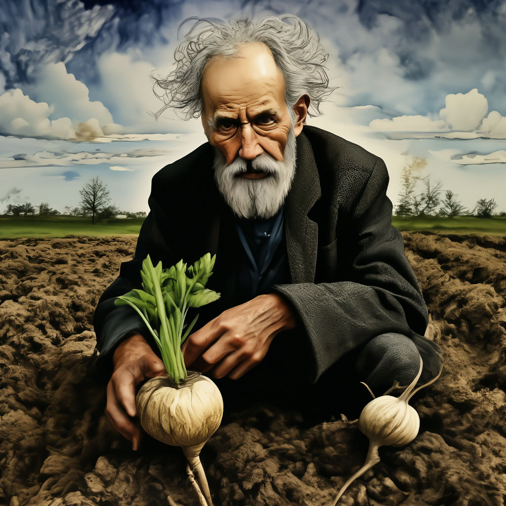 "Grandfather planted a turnip, creep, fantastic, crazy, surrealism ...