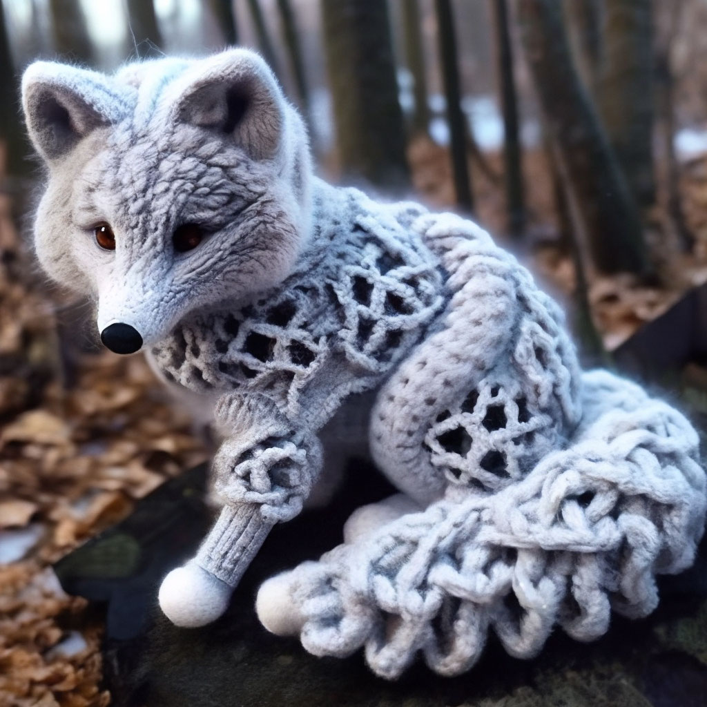 "Christmas arctic fox from fractal crochet from fluffy cashmere ...