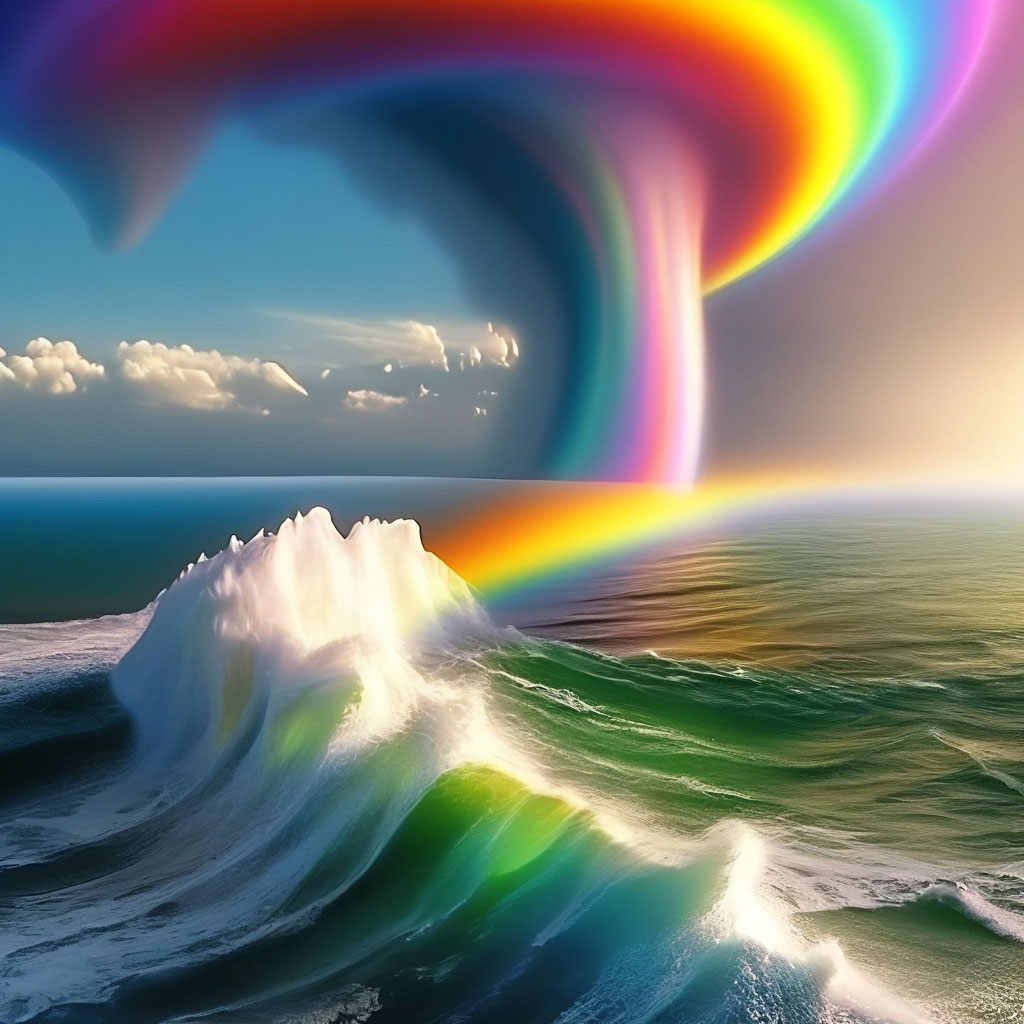 "Rainbow Tornado over the sea, whirlwind, tornado, Rainbow Tornado ...