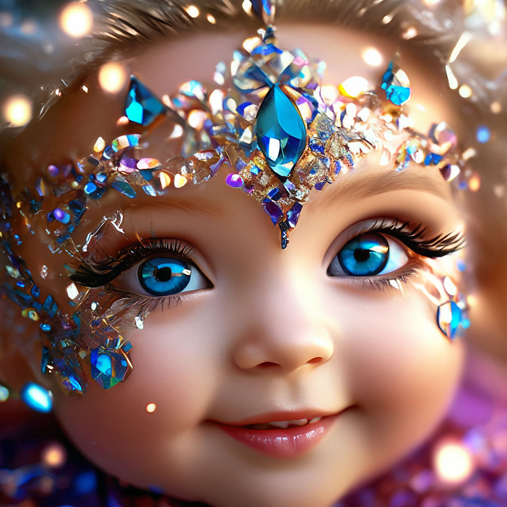 "Toddler, diamond-colored eyes, hyper-long eyelashes, octane hair ...
