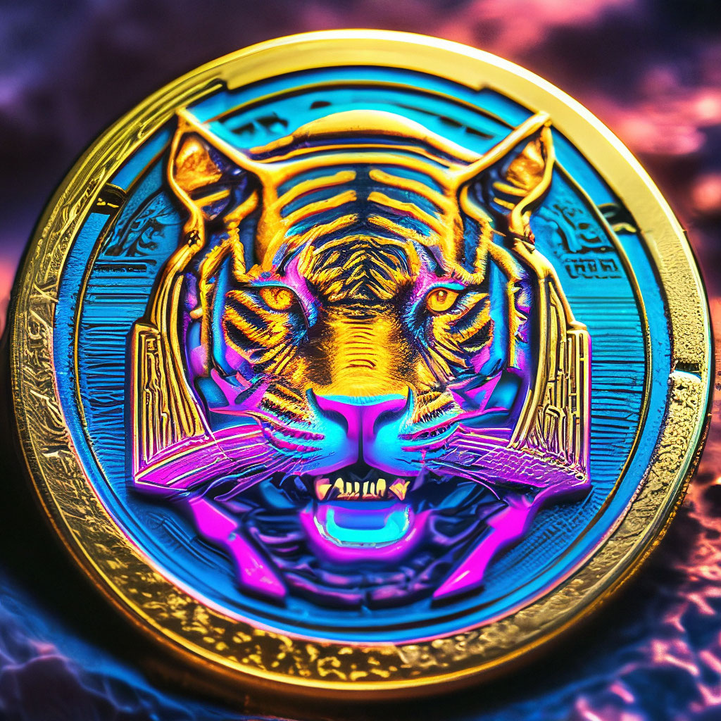 "🐅 - An epic collectible cyberpunk coin in the cyberpunk style, future ...