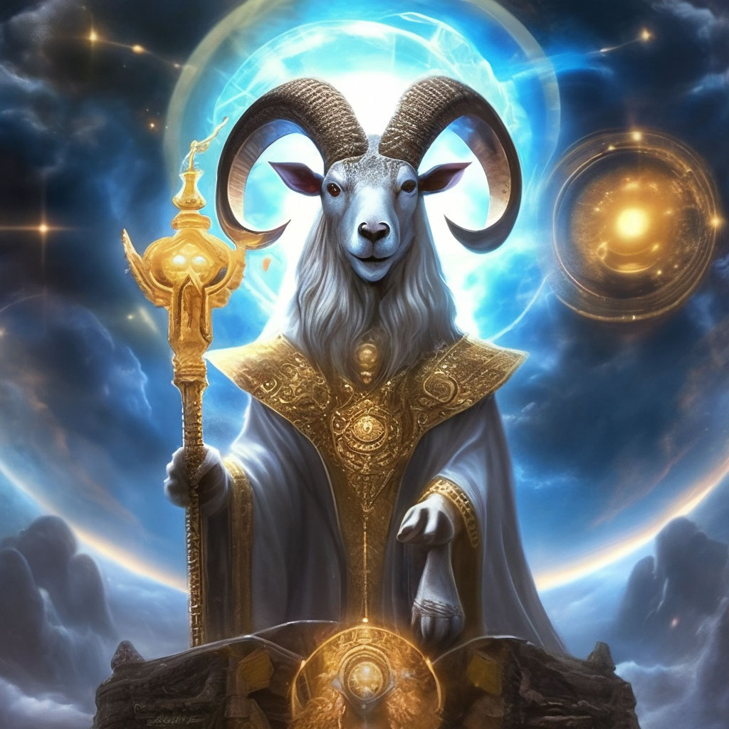 "The divine goat is on guard of the light saving the world the mission ...