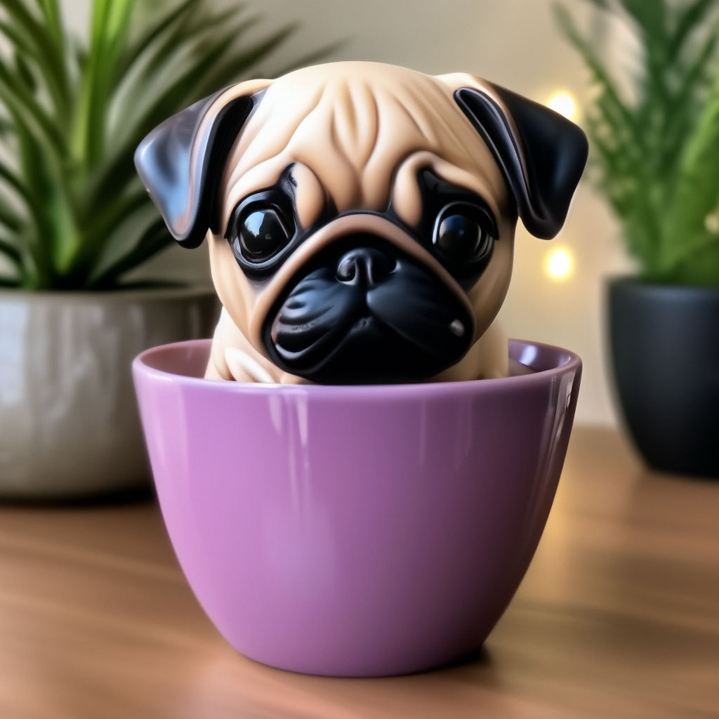 "Pretty puppy Pug proudly presents perfectly polished purple porcelain ...