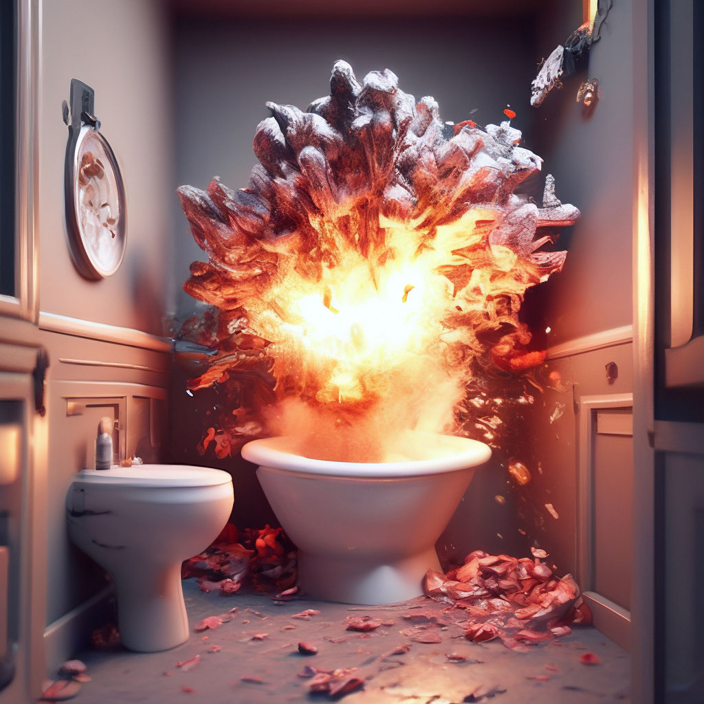 "Explosion in the toilet, funny" — image created in Shedevrum