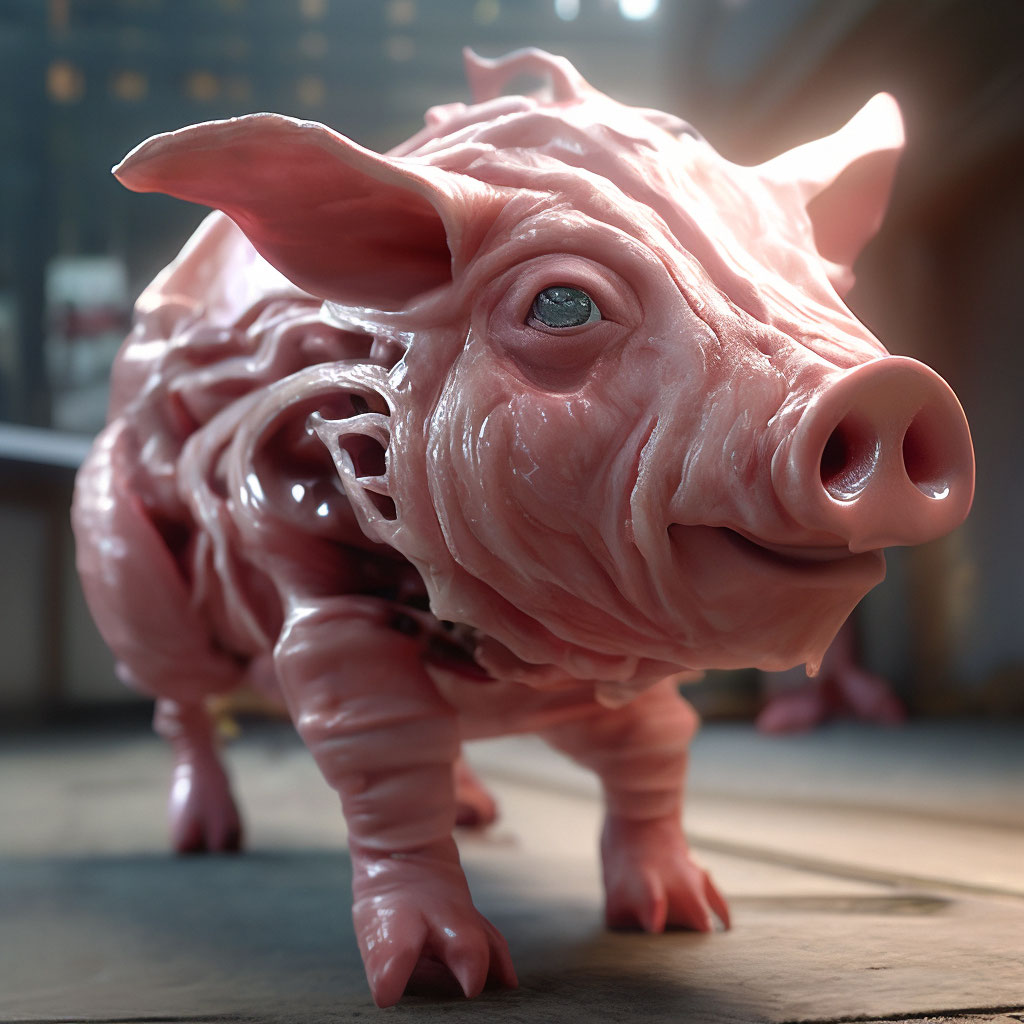 "Hybrid pig +COVID-19., grotesque horror." — image created in Shedevrum