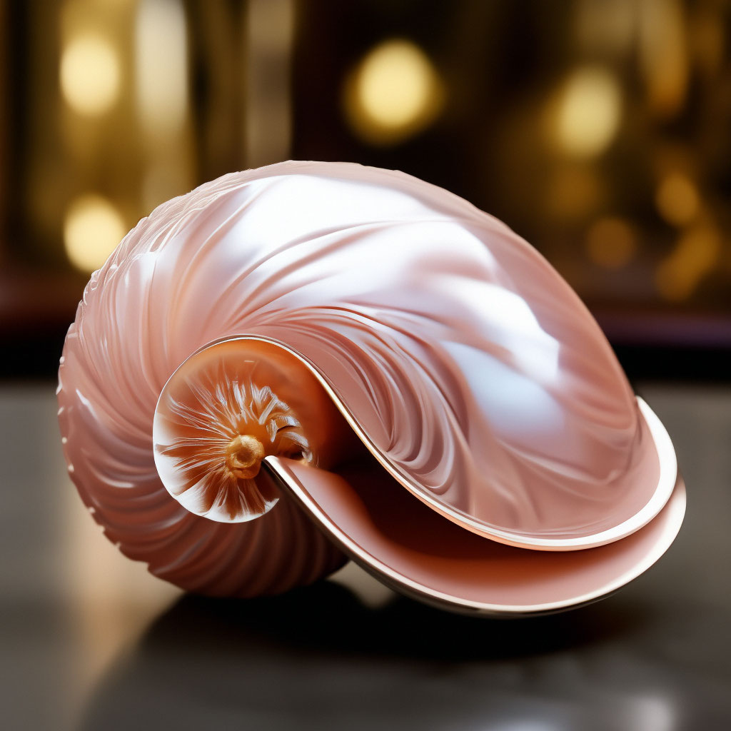 "The shell is hollow inside and glows from the inside with a pink-pearl ...
