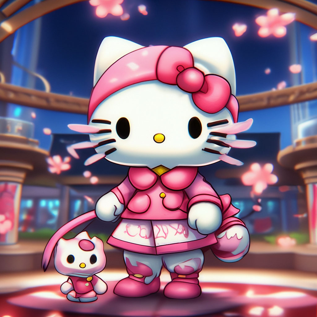 "Hello kitty in the form of 2d anime/" — image created in Shedevrum