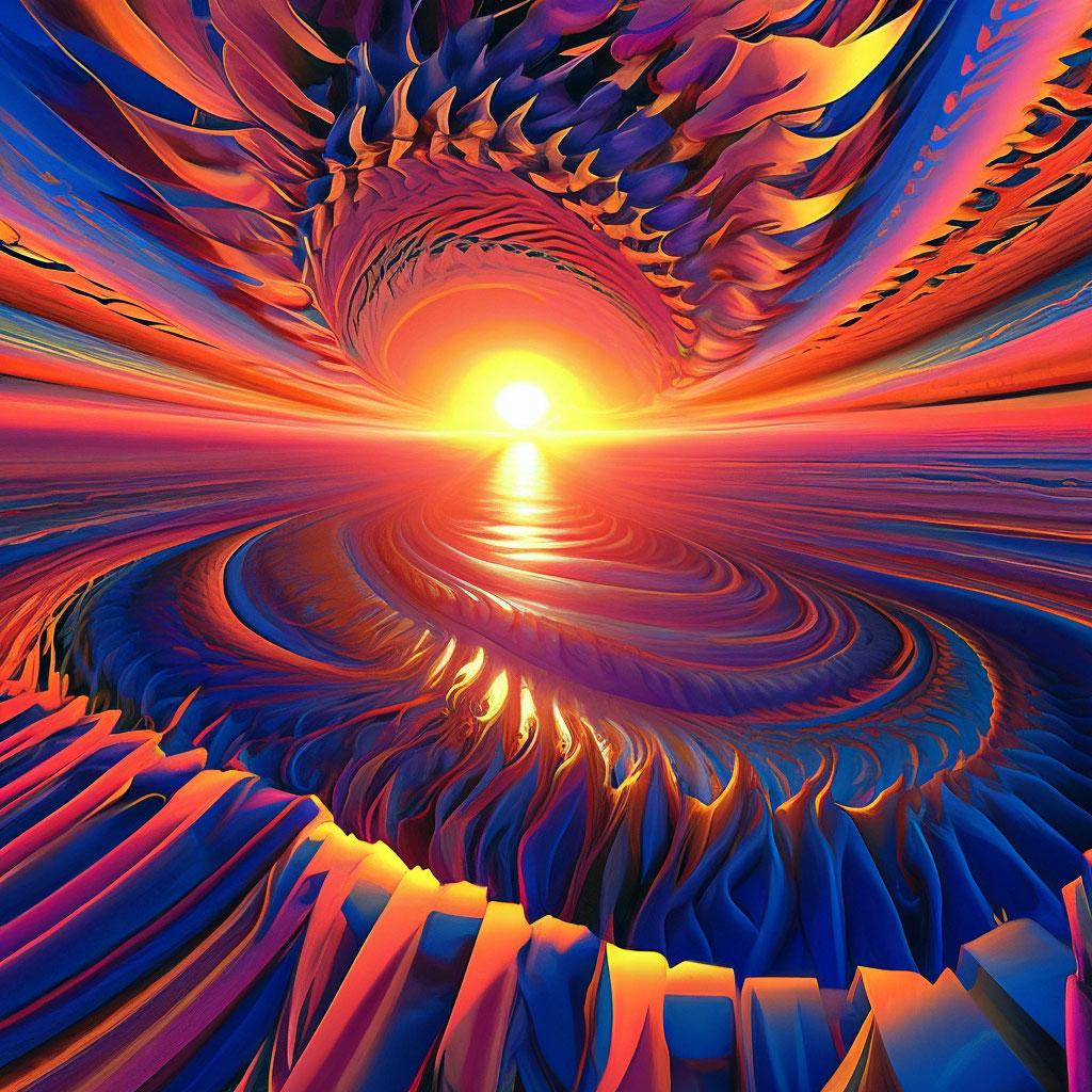 "😼 fractal sunset" — image created in Shedevrum