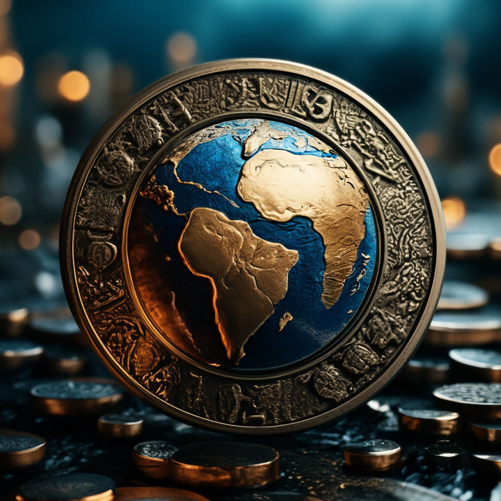 "Coin with planet Earth, hyperdetalization, high resolution" — image ...