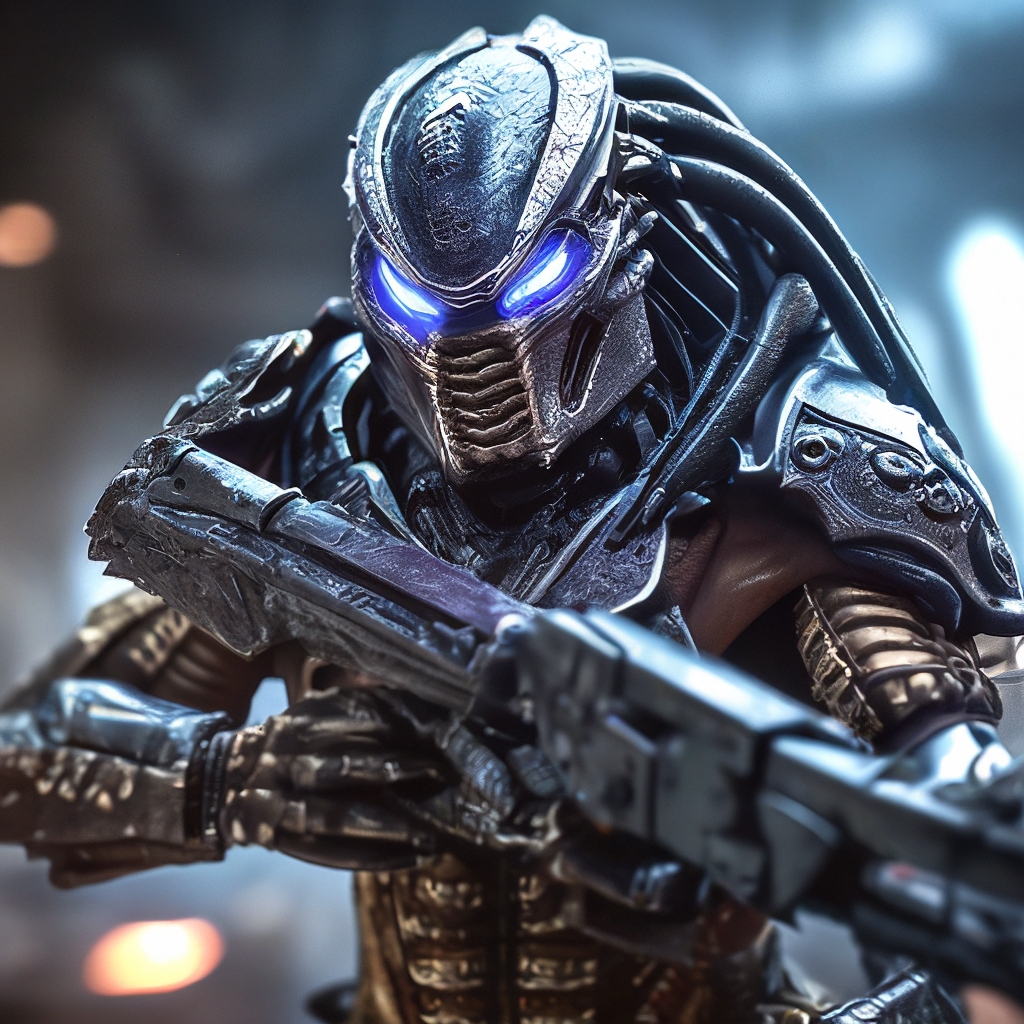 "Predator predators with an alien gun after fighting, hyperdetalization ...