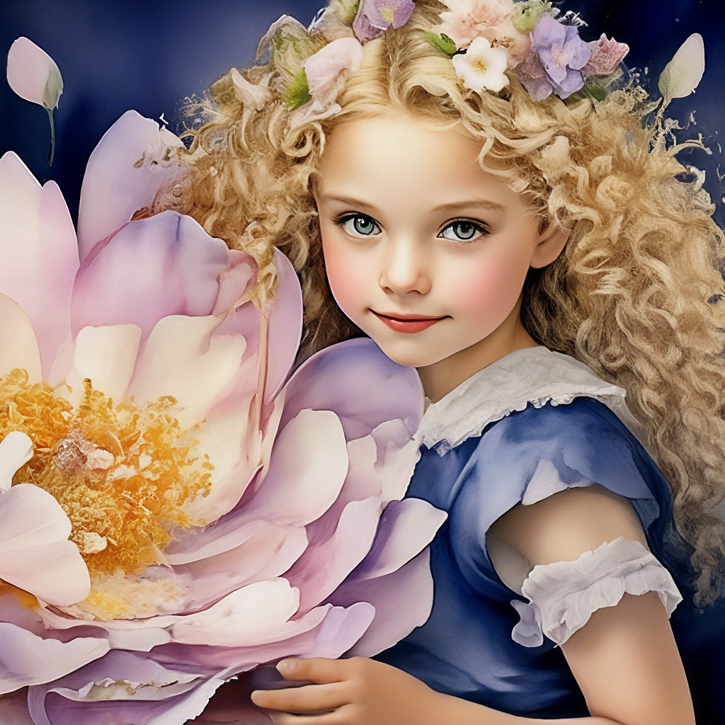 "Watercolor art in Donald Zoland style,in fairy tail. A blonde, curly ...