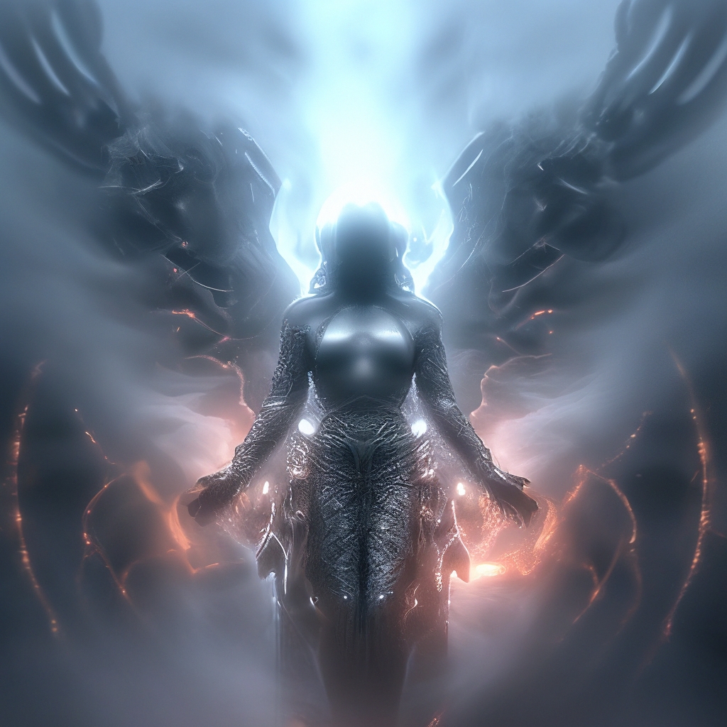 "Azm am a fractal angel and a demon coming out of the fog" — image ...