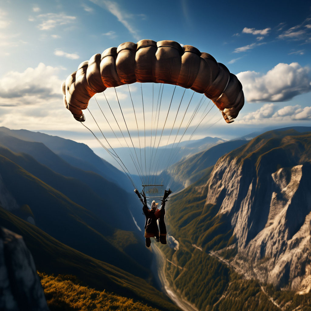 "Parachute jump, beautiful views,hyperrealism, clarity of details, 3d ...